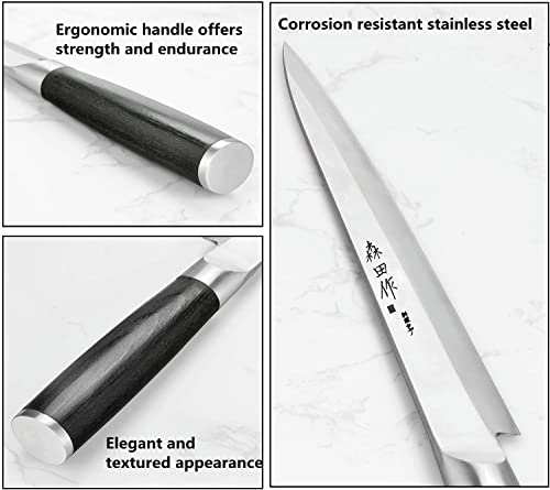 CHUYIREN Sushi Knife Sashimi Knife- 9.5 inch(240mm) 2PK, Wooden Handle And Wenge Wood Handle