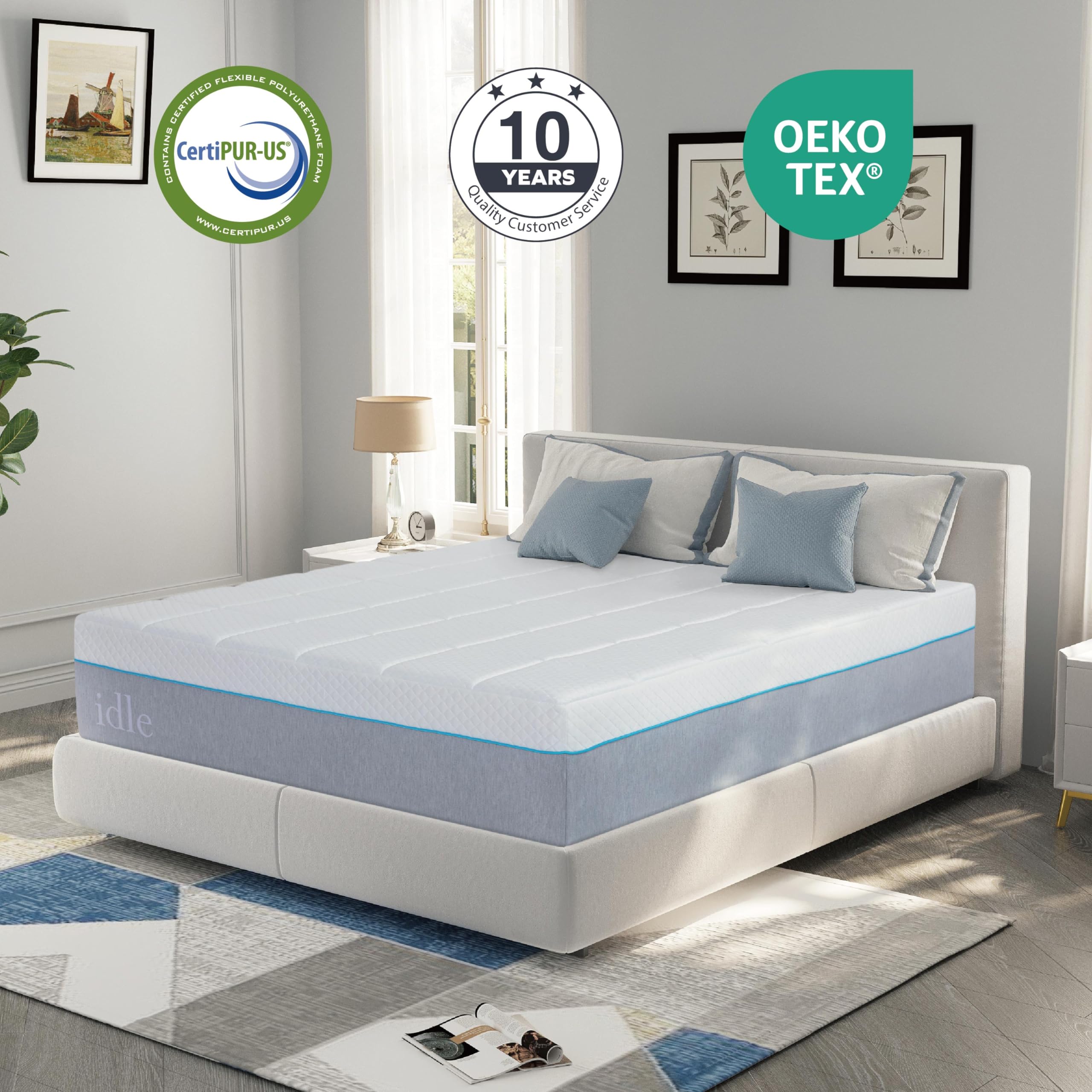 Dyonery 14 Inch Mattress Twin XL Gel Memory Foam CertiPUR-US Certified Mattress in A Box, Made in USA, 80"ร38"ร14"