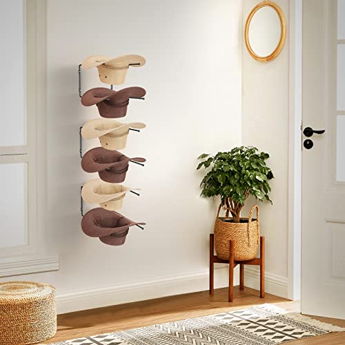 Cowboy Hat Rack - 6 Pcs Cowboy Hat Holder Organizer for Wall Décor Keeps Original Shape of Hat Black Western DIY Hat Display Storage (Without Boards)