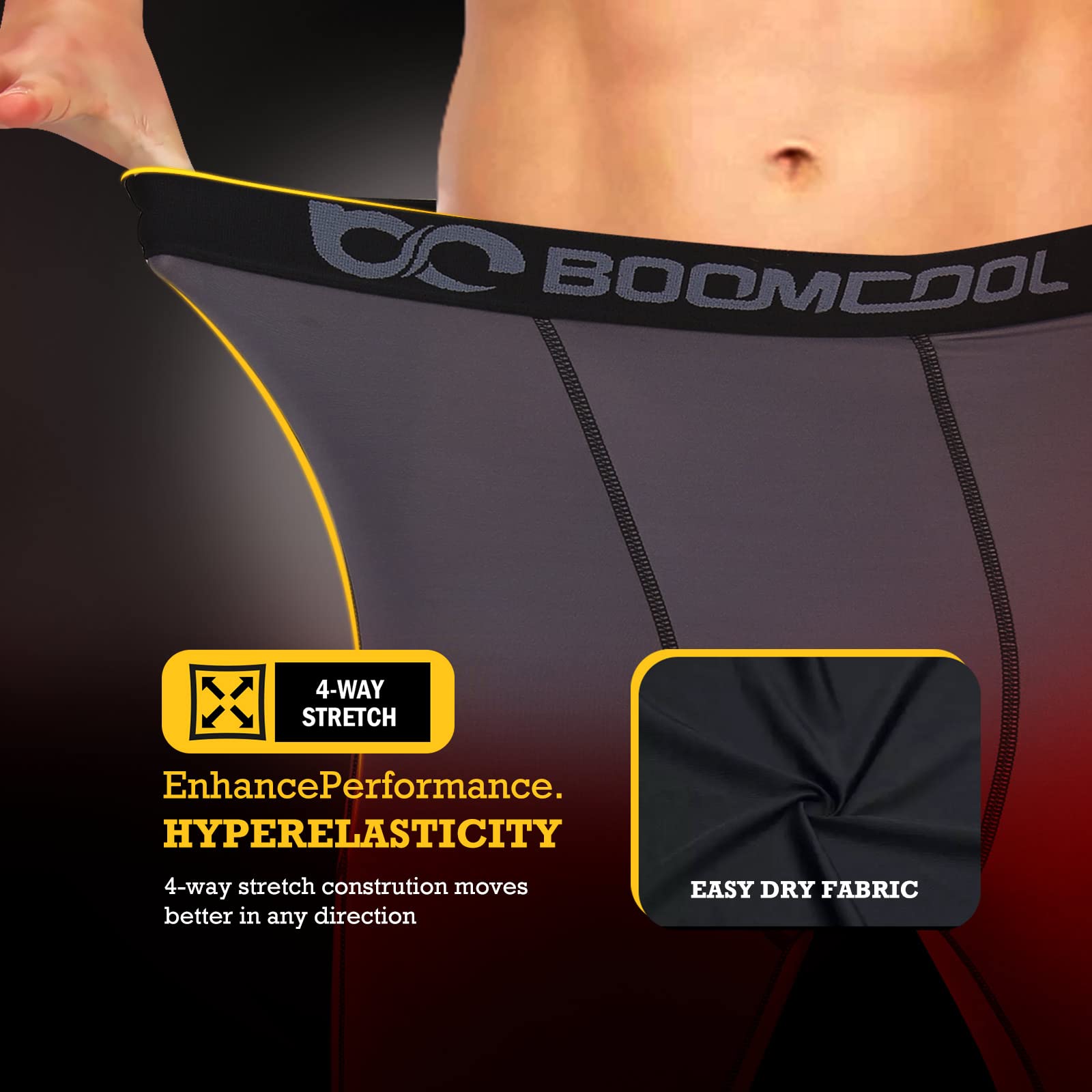 BOOMCOOL Men's Compression Pants with Pockets, Men's Running Tights Leggings Workout Dry Baselayer Gym Athletic Yoga Pants