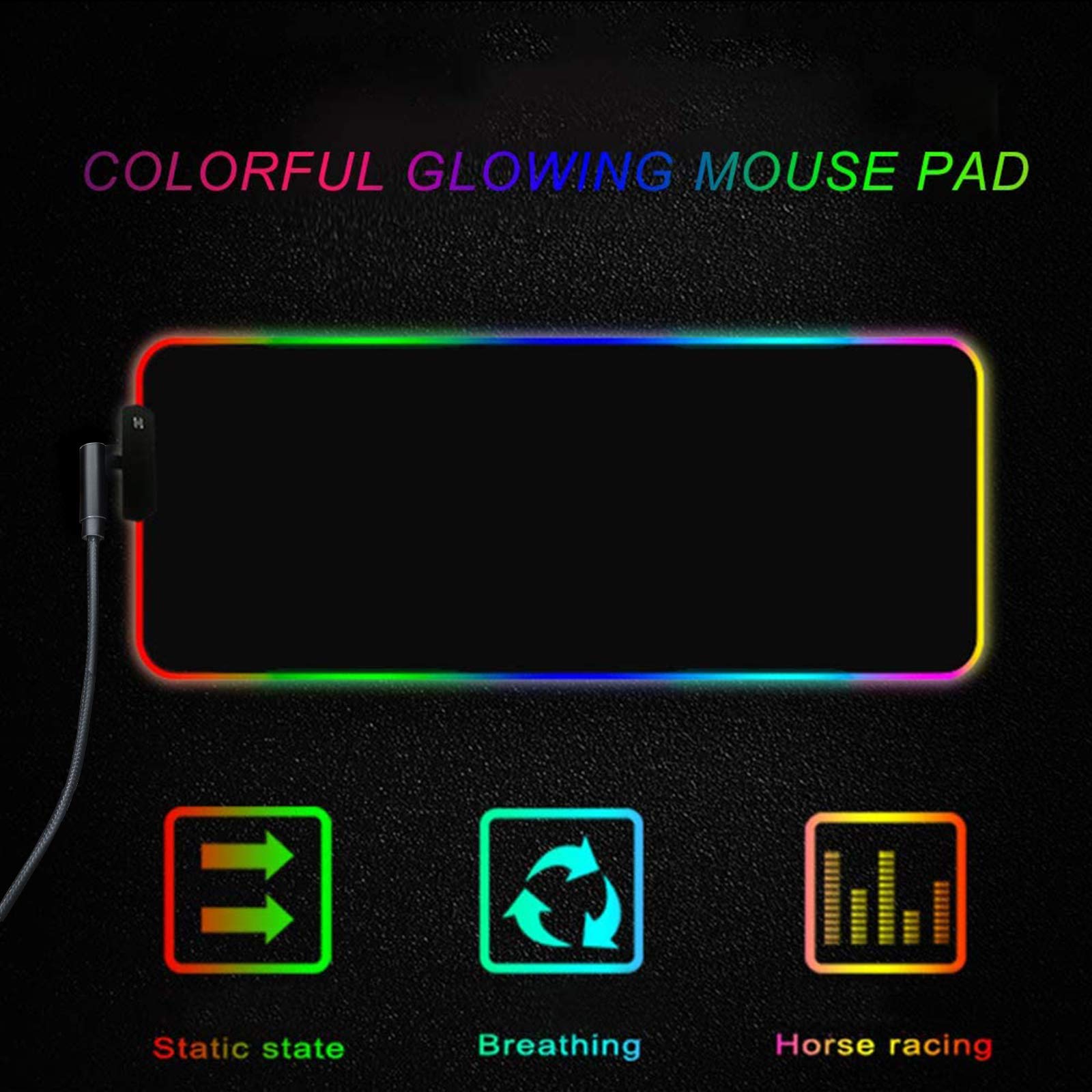 Personalized RGB LED Extended Gaming Mouse Pad Make Your Own Customized Large Gaming Mousepad Custom Keyboard Mouse Mat for Office Dorm Personalised Gifts Presents for Gaming Lovers, 31.5x11.8in