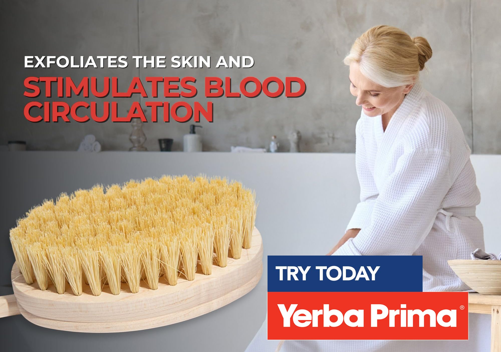 Yerba Prima Tampico Skin Brush for Exfoliation and Blood Circulation - 1 Brush