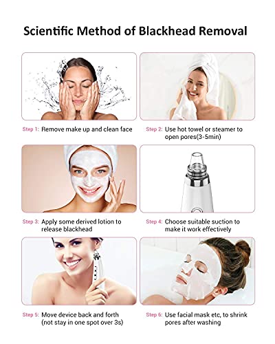 Blackhead Remover Pore Vacuum - Upgraded Strong Suction Electric Pore Cleanser Beauty Device for Deep Facial Skin Cleaning - 5 Adjustable Suction, 6 Different Replacement Probes, USB Rechargeable