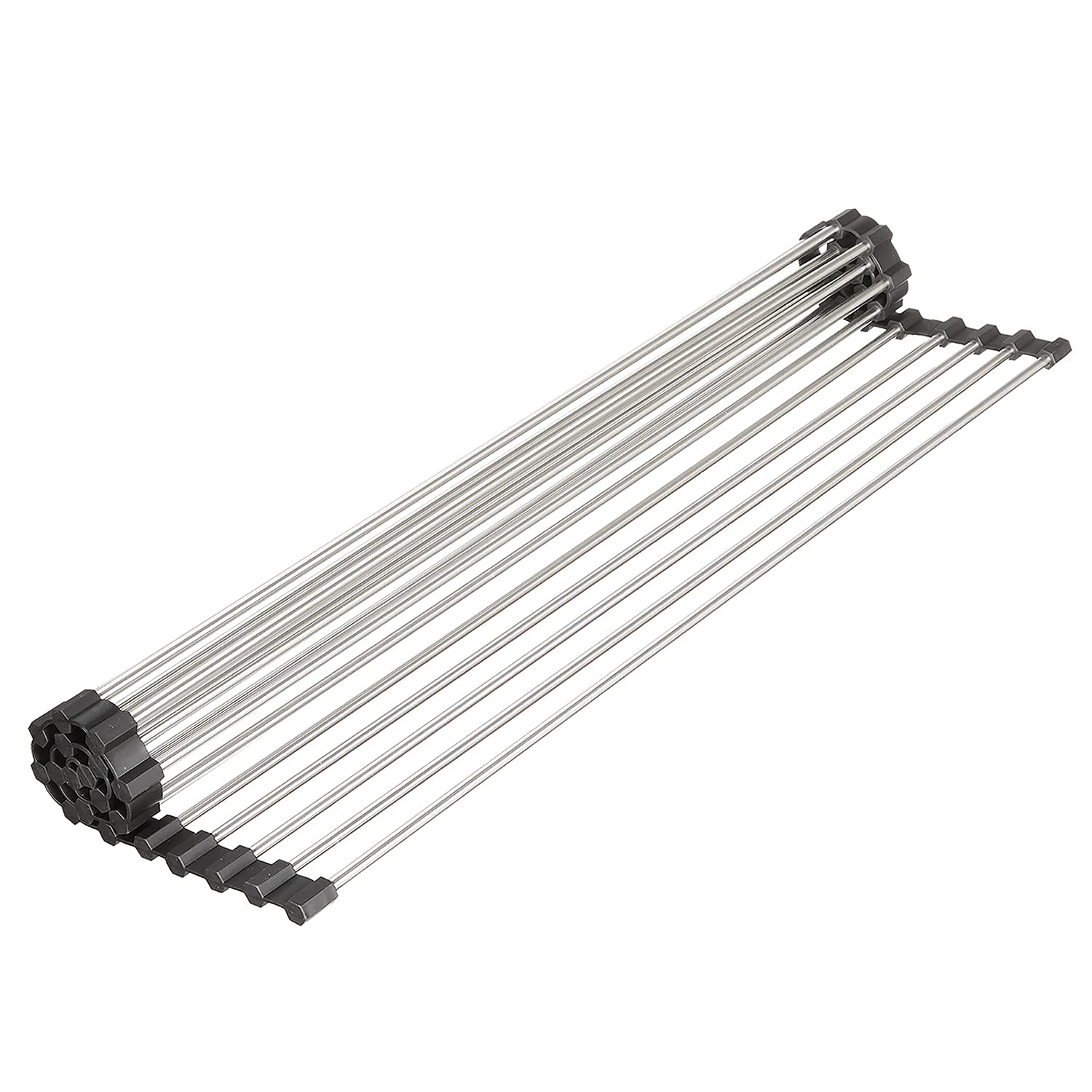 Breathe Essential | 17.5" x 13.8" Roll Up Dish Drying Rack - Over The Sink Caddy for Kitchen Counter, Folding Dish Mat, Foldable Stainless Steel Trivet Accessories