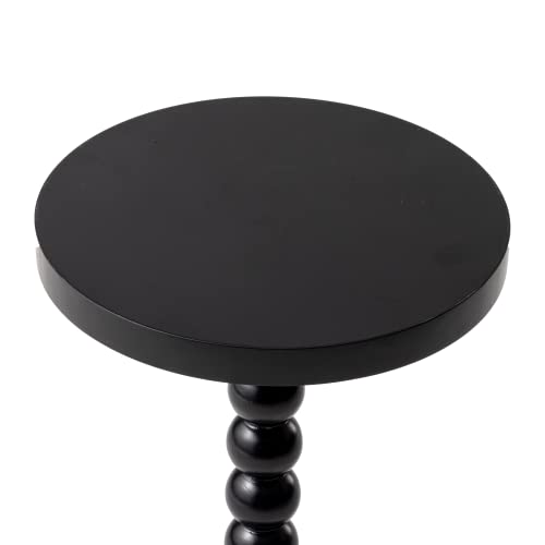 COZAYH Wood Pedestal End Table, Modern Drink Table with Base, Round Martini Table for Small Space Living Room, Bedroom, Black (PH03065-2)