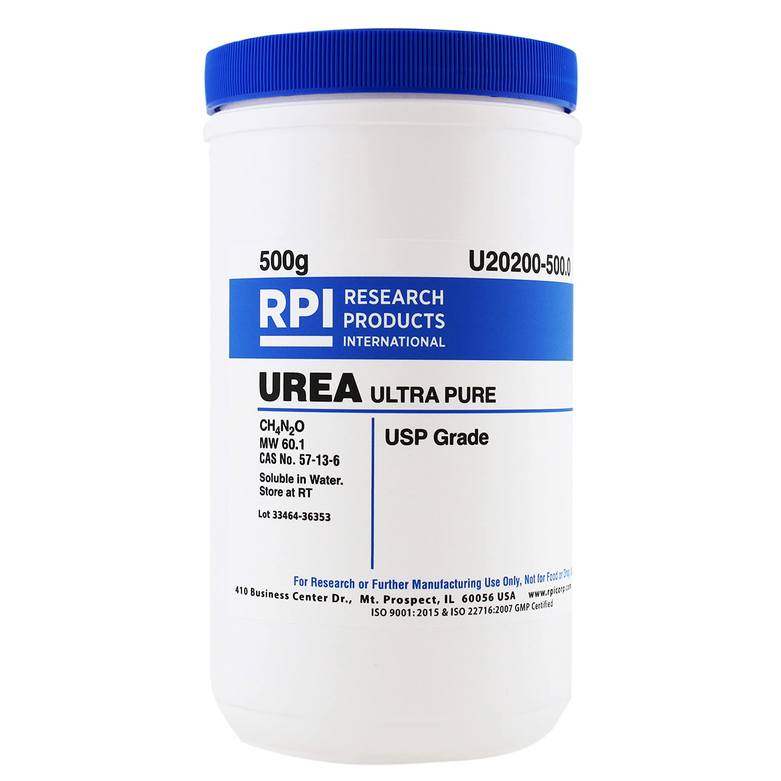 RPI Urea Crystalline Powder, 500 Grams, USP Grade UltraPure, for Cell Culture and Protein Denaturing