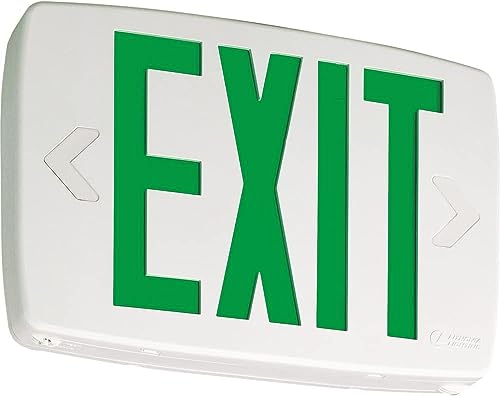 Lithonia Lighting LQM S W 3 G 120/277 EL N M6 Quantum Thermoplastic LED Emergency Exit Sign with Stencil-Faced White Housing and Green Letters with Nickel Cadium battery