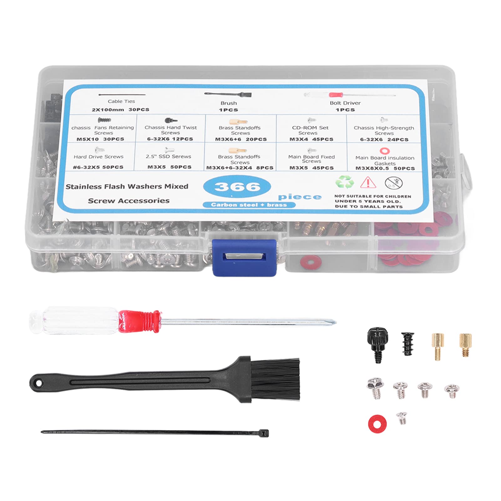 Computer Screw Parts, 366 Pcs Rust Proof Screwdriver Screw Set Long Time Usage 10 Types for Replacement