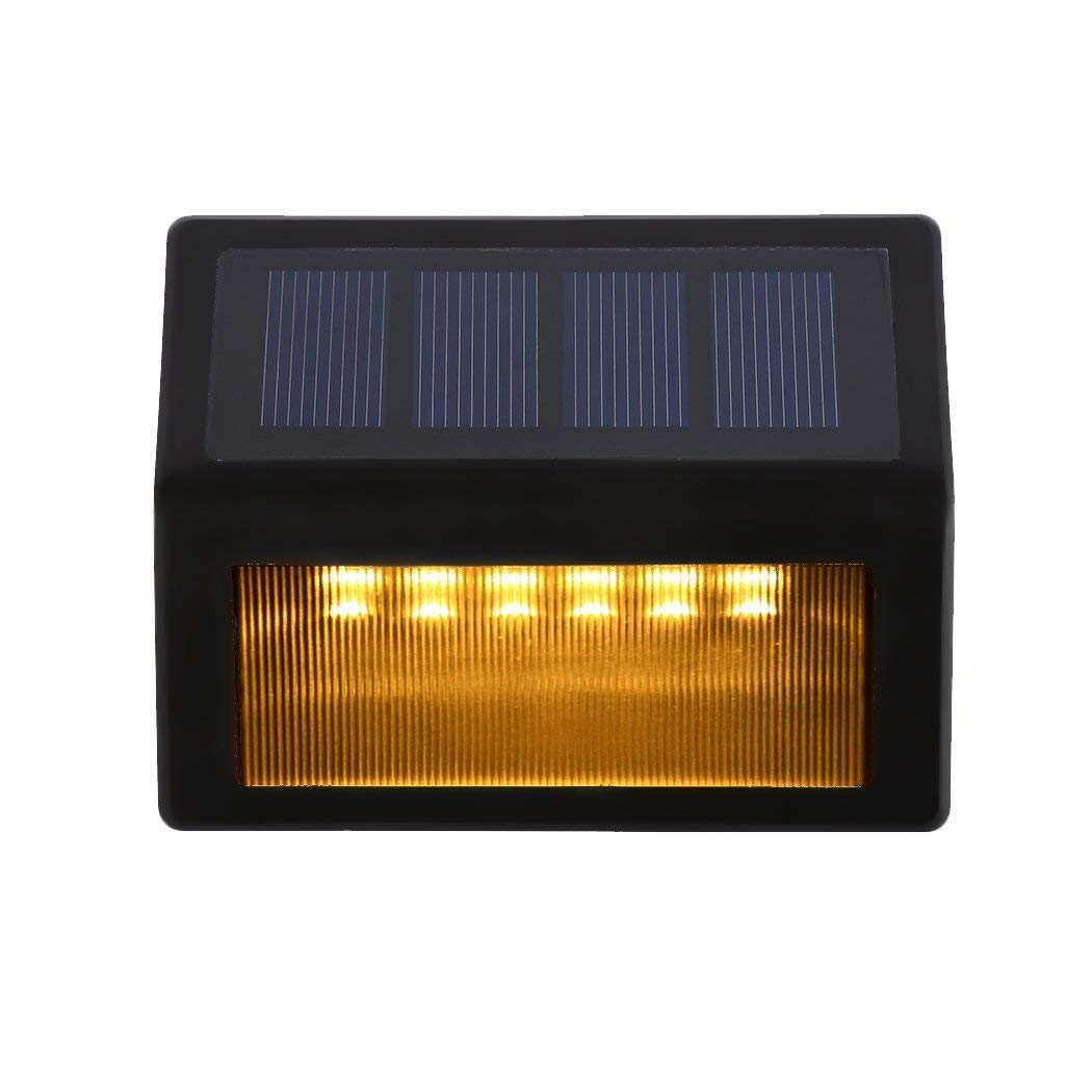 AZSCYN Solar Deck Lights,LED Solar Powered Step Lights Wireless Waterproof Outdoor Security Lamps for Patio Stairs Garden Pathway Yard- Warm Yellow Light