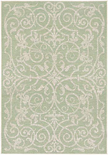 Couristan Monaco Summer Quay Indoor/Outdoor Area Rug, 3'9" x 5'5", Ivory/Light Green