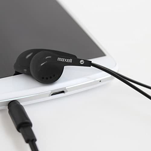 Maxell β 190560, Wired Earbuds Headphones with Lightweight Extended Use Anisotropic Ferrite Magnet Driver - Dynamic Sound Reproduction Stereo - for iOS, Smartphones, MP3 & Gaming β Black