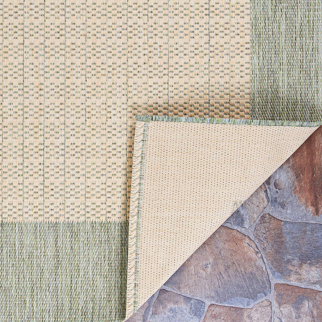 Couristan Recife Checkered Field Indoor/Outdoor Area Rug, 5'3" x 7'6", Natural-Green