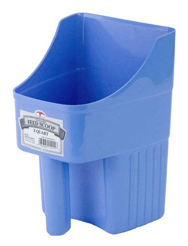 Little Giant® Plastic Enclosed Feed Scoop | Heavy Duty Durable Stackable Feed Scoop with Measure Marks | 3 Quart | Ranchers, Homesteaders and Livestock Farmers | Berry Blue