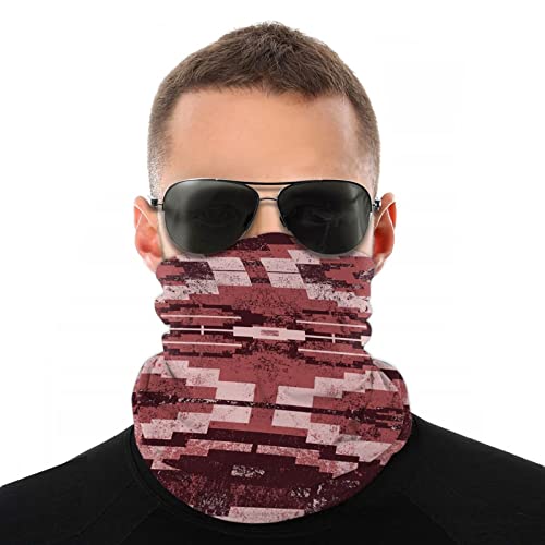 Aztecc Geo Horizontal in Maroon Face Mask Neck Gaiter Bandana Warmer Lightweight Balaclava Black