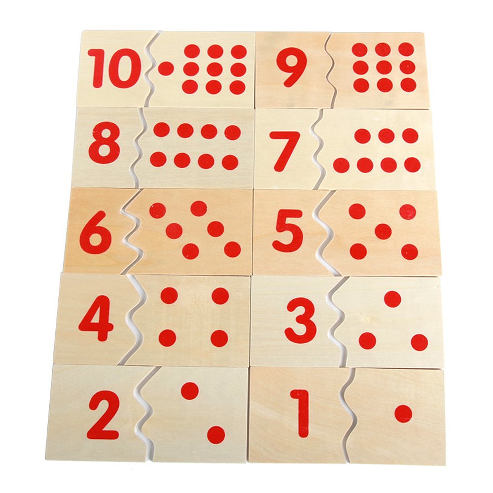 Leader Joy Montessori USA Montessori Math Materials Number Puzzle 1-10 for Preschool Early Learning Tool