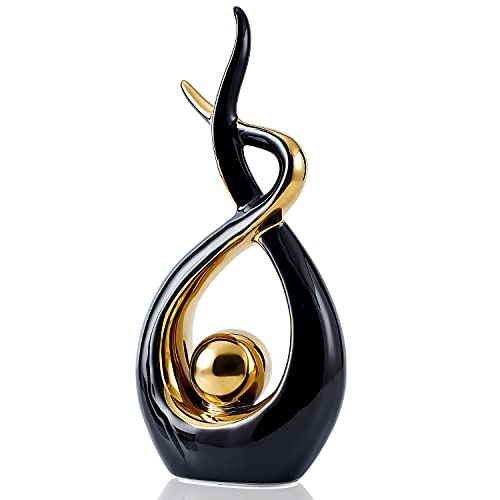 FJS Home Decor Modern Art Ceramic Statue Table Decorations for Living Room Dining Room Coffee Table Centerpiece Shelf Decor - Great Gift Idea 12.2" High (Black, Large)