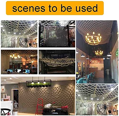Child Safety Net Heavy Duty Natural Thick Jute String Hemp Rope Decorations Nets Plant Climbing Decorative Netting Patios and Railing Stairs Netting Bar Decoration net 12mm*15cm(Si