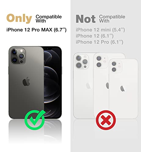 Dexnor Magnetic Case for iPhone 12 Pro Max, Compatible with MagSafe, Full-Body Shockproof Rugged Bumper Case Protective Cover with Built-in Screen Protector & Kickstand,Black