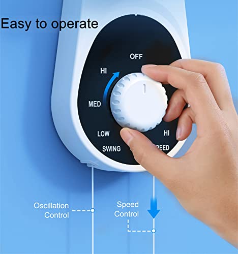 Delvit Wall Mount Fan, 16 inch Wall Fan with 5 Blades,3 Speeds, 90° Oscillating Adjustable Tilt, ETL Certified for Bedroom Office Warehouse Workshop Patio and Basement,white.