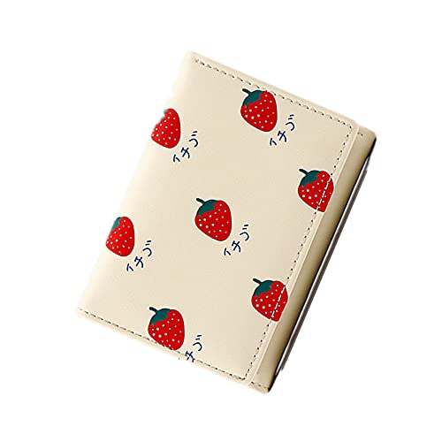 Loxepur Cartoon Fruit Tri-Fold Pu Wallet Multi-Card Slot Small Purse for Gift (Beige)