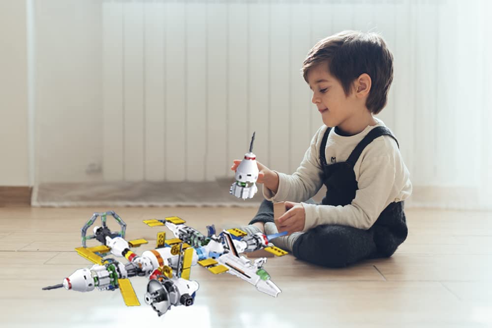 SlubanKids Space Station Building Blocks for Kids, 3D Early Learning Toys for Science and STEM, Stackable Shuttle DIY Exploration (Space Station - 511 Pcs)