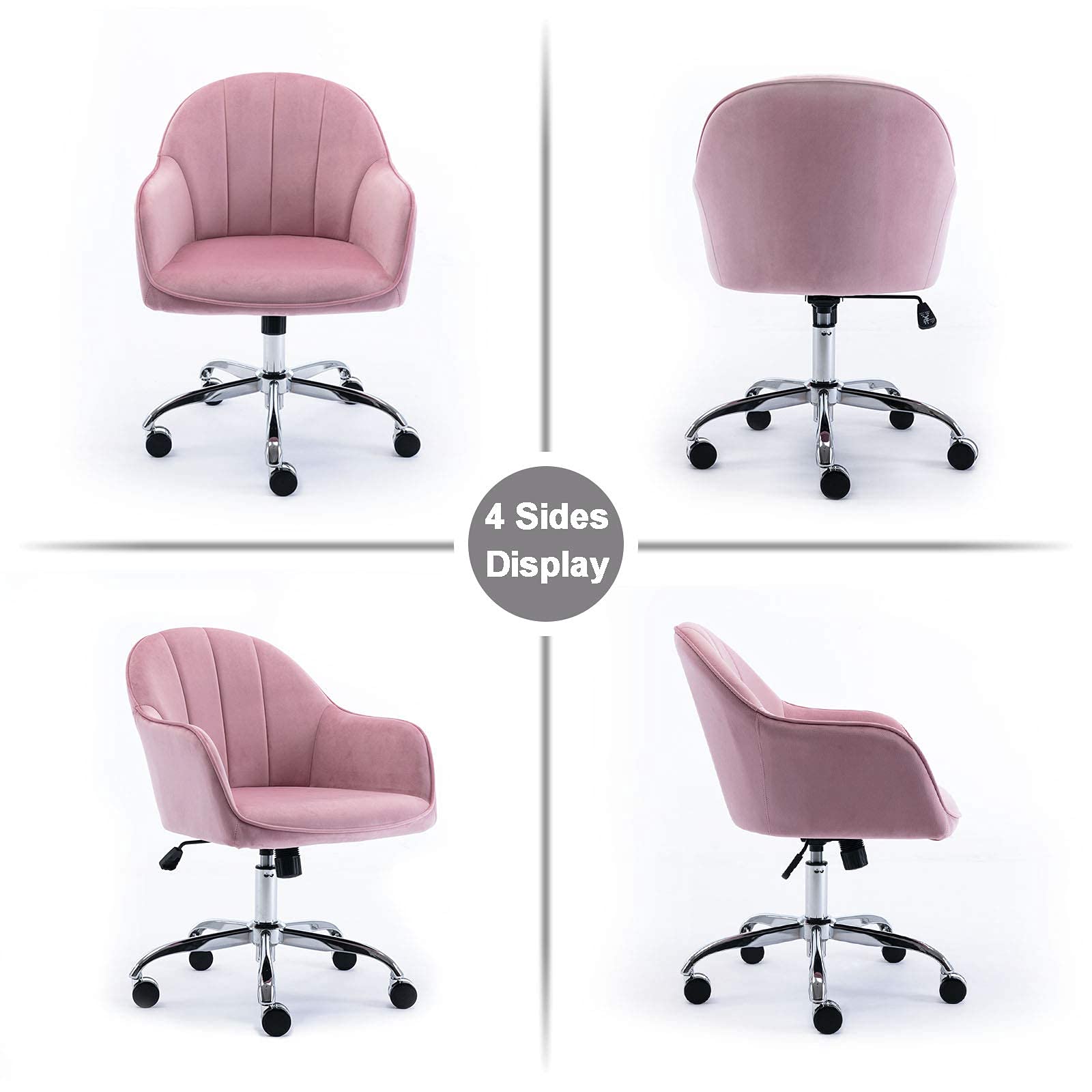 Blairot Home Office Chair Dutch Velvet Diamond Pattern Mid-Back Office Desk Chair Height Adjustable Task Computer Swivel Chair with Metal Base Legs for Bedroom Home Office