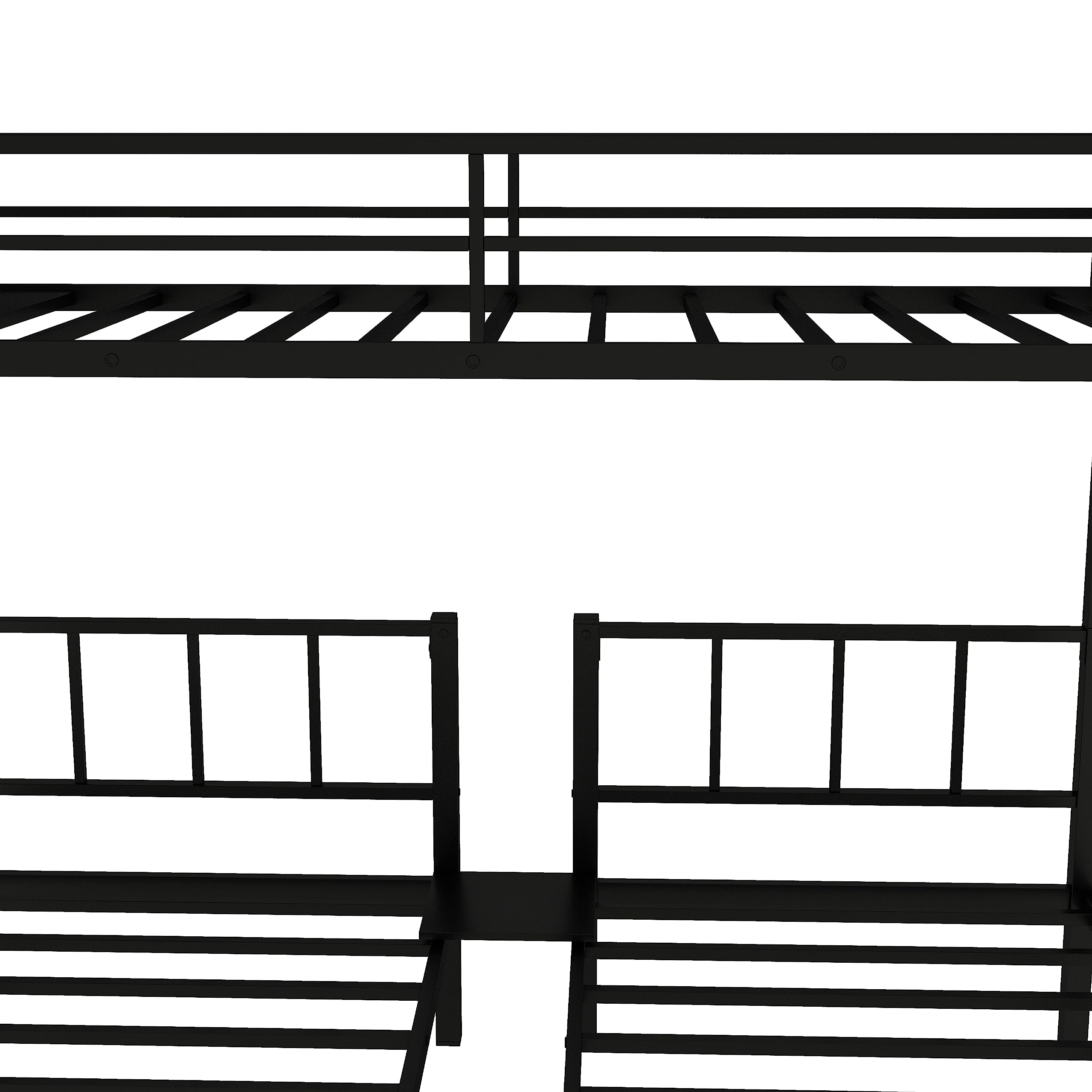Bellemave Metal Triple Bunk Bed for 3, Twin over Twin&Twin Size Bunk Bed with Built-in Shelf, Can be divided into 3 Separate Beds, for Kids Teens Adults (Black)