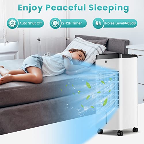LDAILY 3-in-1 Evaporative Air Cooler, Wide Oscillating Air Cooler w/ 4 Modes, 3 Speeds, 2-12H Timer, Remote Control & 2 Ice Packs, 3.5L Water Tank, Air Cooler for Room Home Office