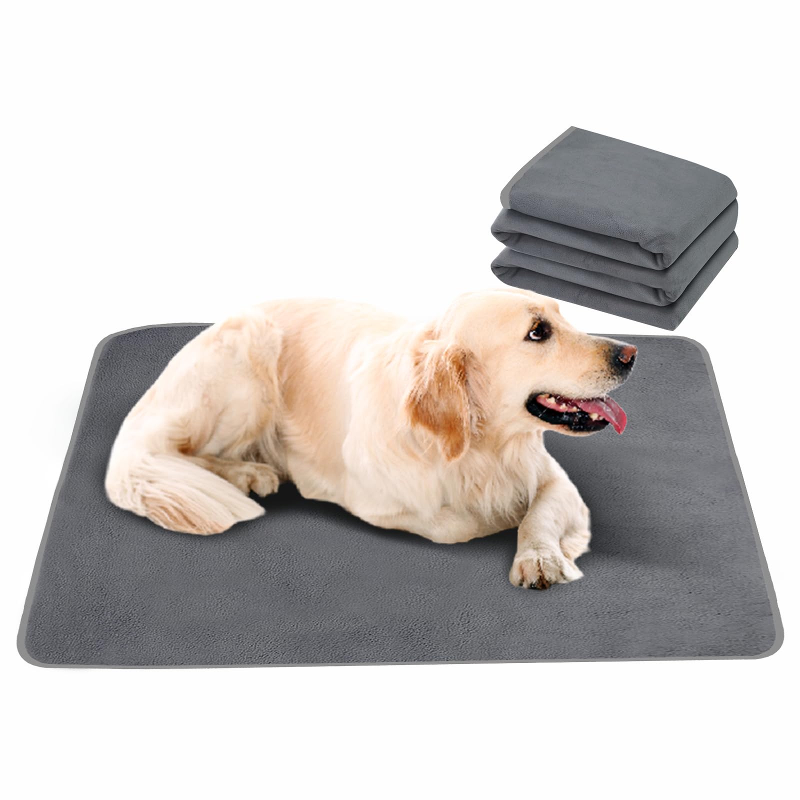 FONESO Washable Pee Pads for Dogs, Reusable Pads with Fast Absorbent, Non-Slip Pet Training Mat Playpen for Puppy/Senior Dog Whelping Incontinence Housebreaking (35.8x47.6 inch, Pack of 2)
