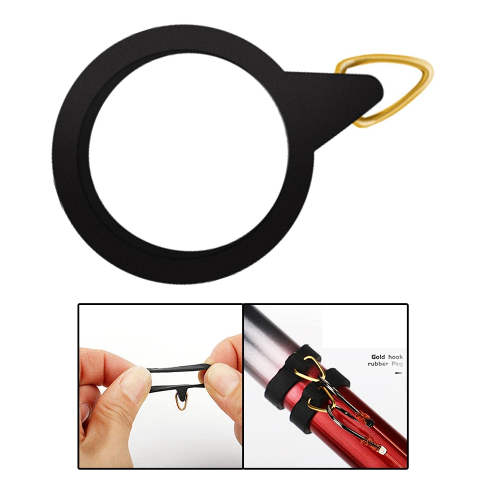 B Baosity Fishing Hook Secure Holder Lure Accessories Jig Hooks Safe Keeping for Fishing Rod Tool, Golden Medium