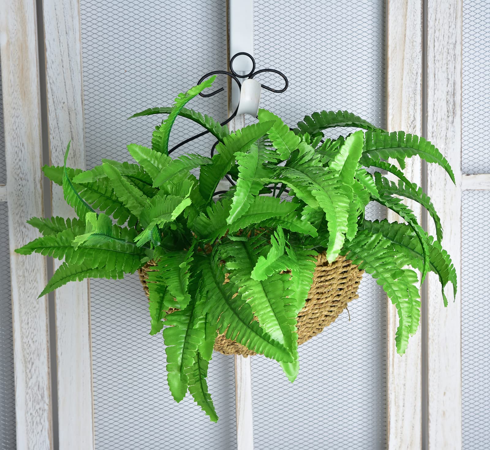 LSKYTOP 4 Pack Artificial Ferns Plants 16Inch Artificial Shrubs Boston Fern Bush Plant Silk Ferns Leaves UV Protected for Home Kitchen Garden Wall Decor Indoor Outdoor Use(Pot is not Include)