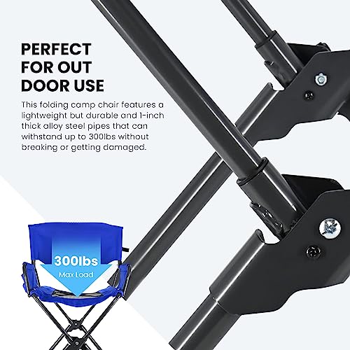 METKIIO Camping Chair β Outdoor Folding Chairs for Outside β Portable Chairs for Adults with Cup Holder, Media Pocket β Load-Bearing Folding Camping Chairs for Tailgating, Sports, Picnics