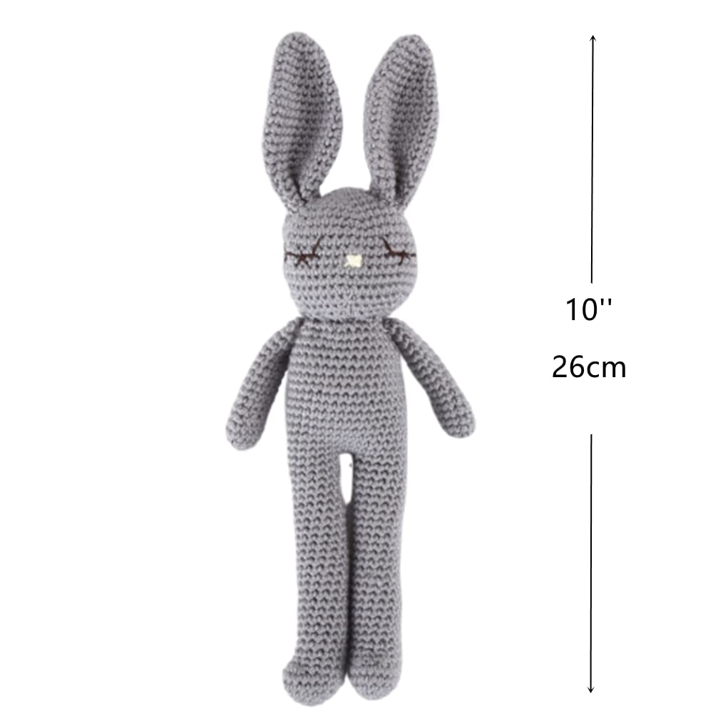 Moni's Choice Easter Baby Stuffed Animal Bunny Rabbit Handmade Plush Easter Stuffed Animal Knitted Doll Baby Sleep Toy Newborn Gift Handmade(Grey)