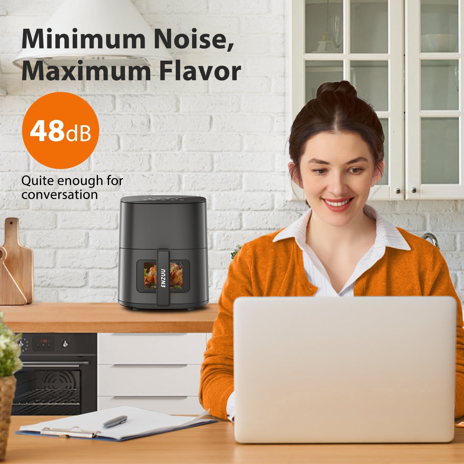 ENZUU Air Fryer,π° π€π Airfryer,Compact Air Fryers with Easy View Window,11-in-1 Functionality, 450β Max Crisp,Nonstick Basket, Dishwasher Safe,Shake Reminder,Cookbook Included,Fit for 1-3 People