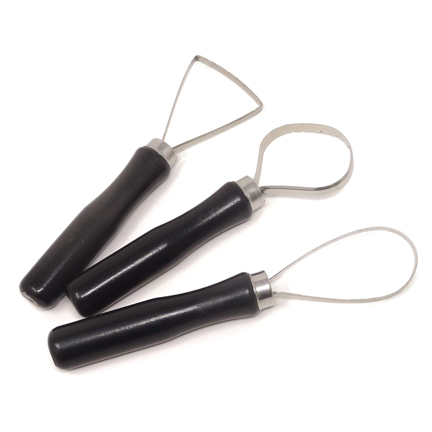 Honbay 3-Piece Clay Sculpture Tools Big Loop Scraper Knife with Sawtooth