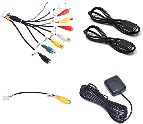 for Android Car Radio Stereo Power Cable RCA Video Audio CAM in Adapter USB Cables GPS Antenna Aftermarket Android Radio Accessory Harness Kit Set 16pin Test Power on Cable