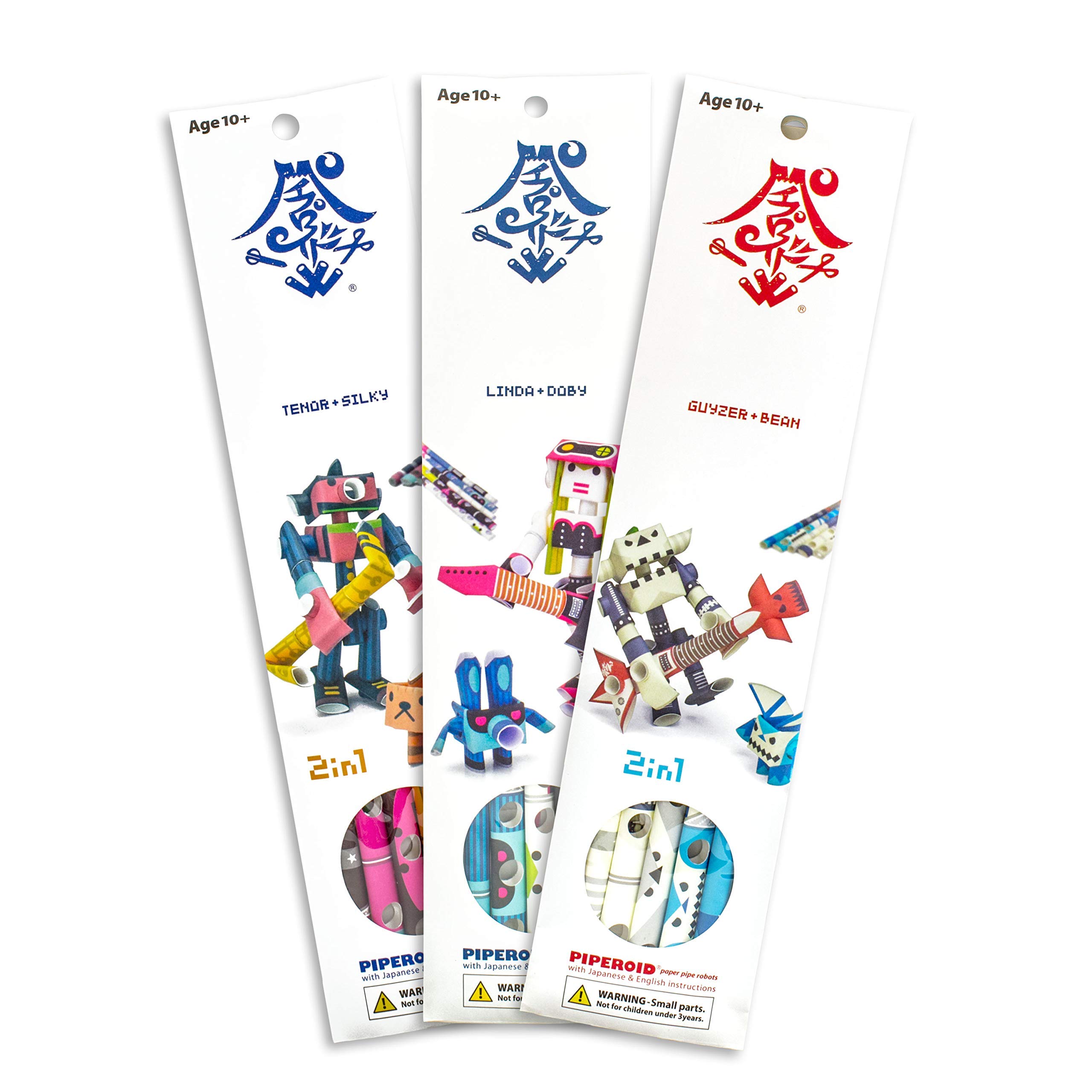 PIPEROID DIY 3D Puzzle Paper Craft Kit Value Pack 3 pcs Set (Rock Stars) - Japanese Arts and Craft Kit for Kids and Adults