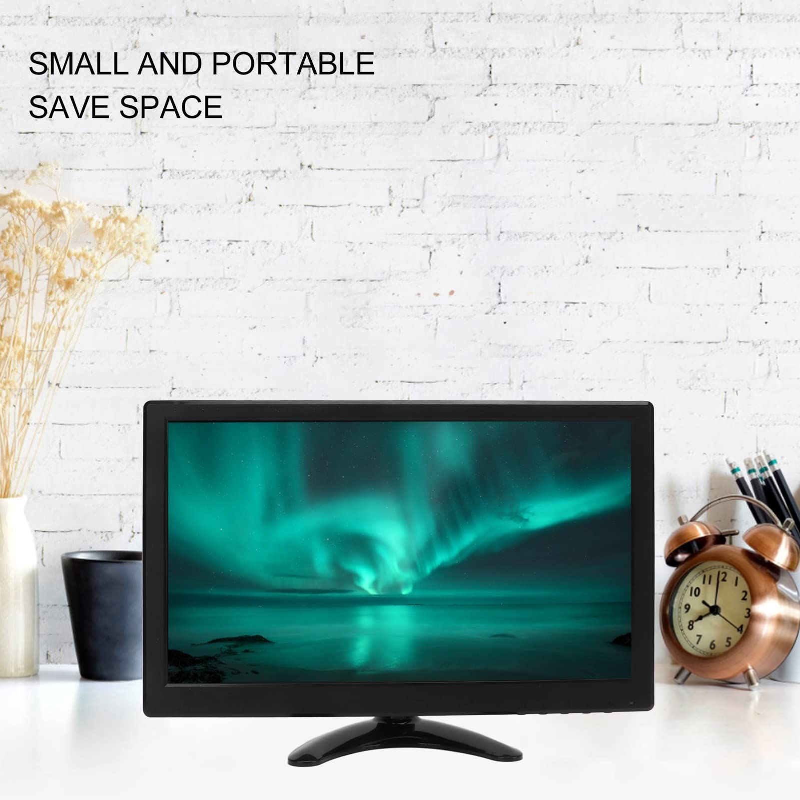 Cuifati 13 Inch TFT LED Monitor Support VGA HD Multimedia Interface AV BNC USB DC, PC Monitor with Double Speaker, Remote Control and Adjustable Bracket