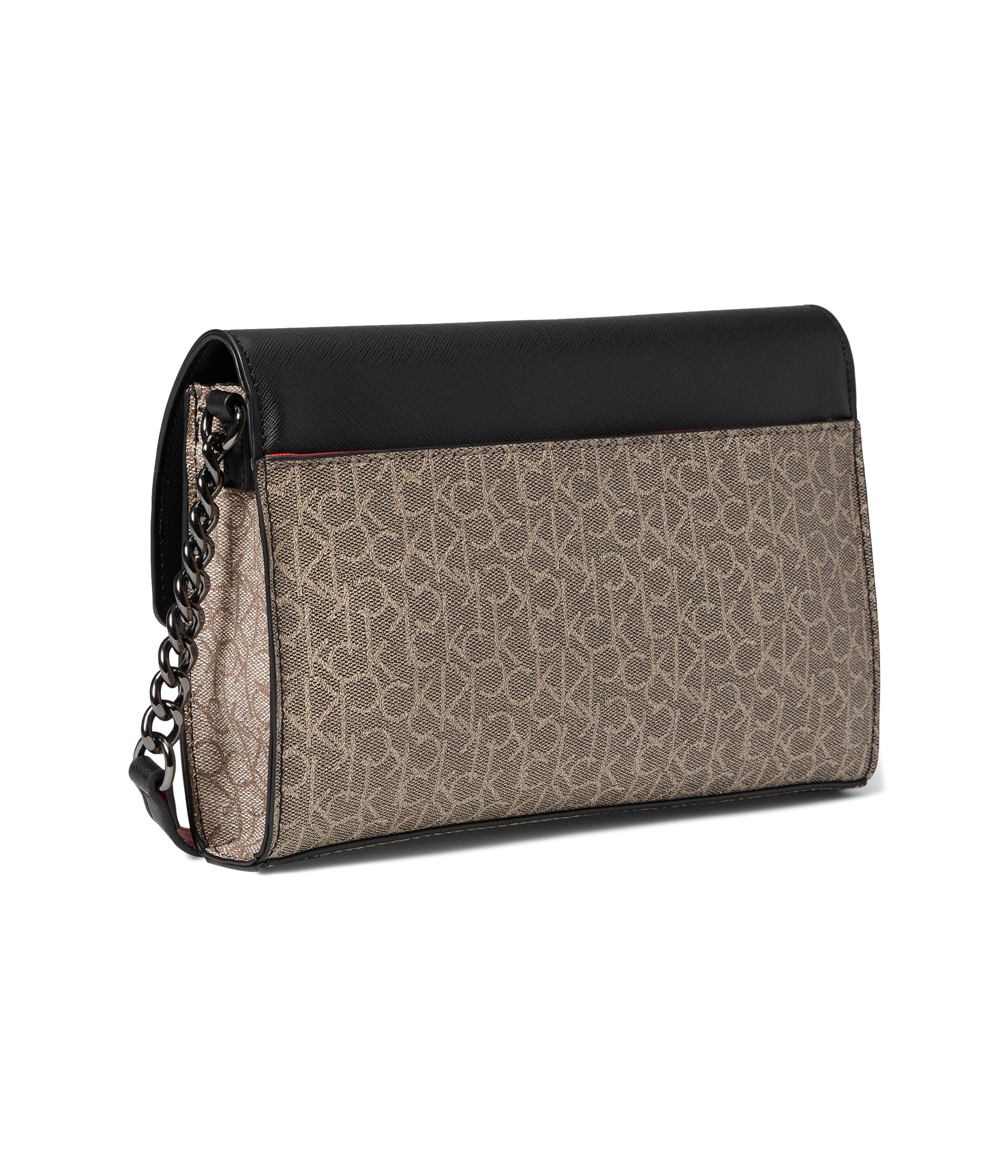 Calvin Klein Monogram Flap Crossbody Black Combo One Size