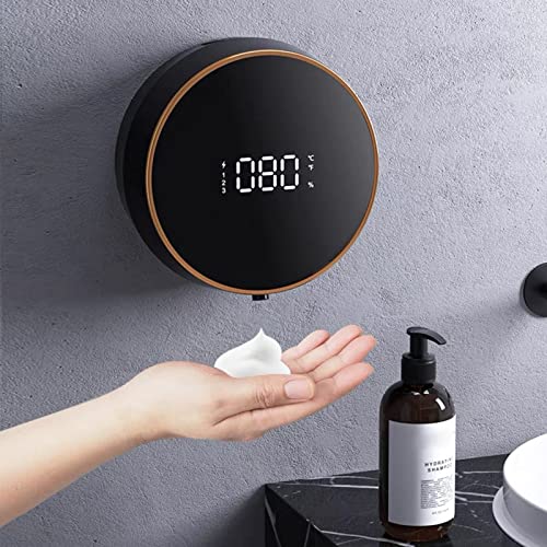 C-LARSS Automatic Soap Dispenser, Foaming Wall Mount Foam Rechargeable Soap Dispenser, Smart Electric Wall Soap Dispenser for Bathroom, Kitchen, Commercia Black