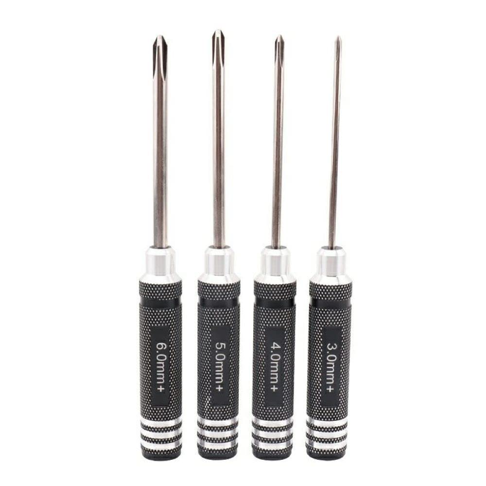 Drone Tool kit - 4Pcs Phillips Screwdriver Steel Tool Set 3.0/4.0/5.0/6.0mm Mini Hand Tools for RC Model Helicopter Boat Cars