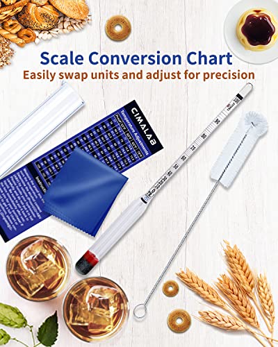 Cimalab Hydrometer Alcohol Meter Test Kit, Hydrometer Alcohol 0-200 Proof & 0-100 Tralle with Hydrometer Test Jar, Alcohol Proof Tester for Liquor, Moonshine, Proofing Distilled
