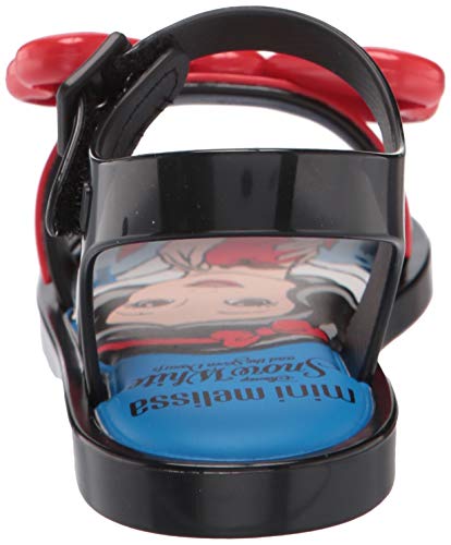 Mini Melissa Baby-Girl's Mini MAR Sandal + Snow White Slipper, BLK Glossy, 7 Medium US Toddler