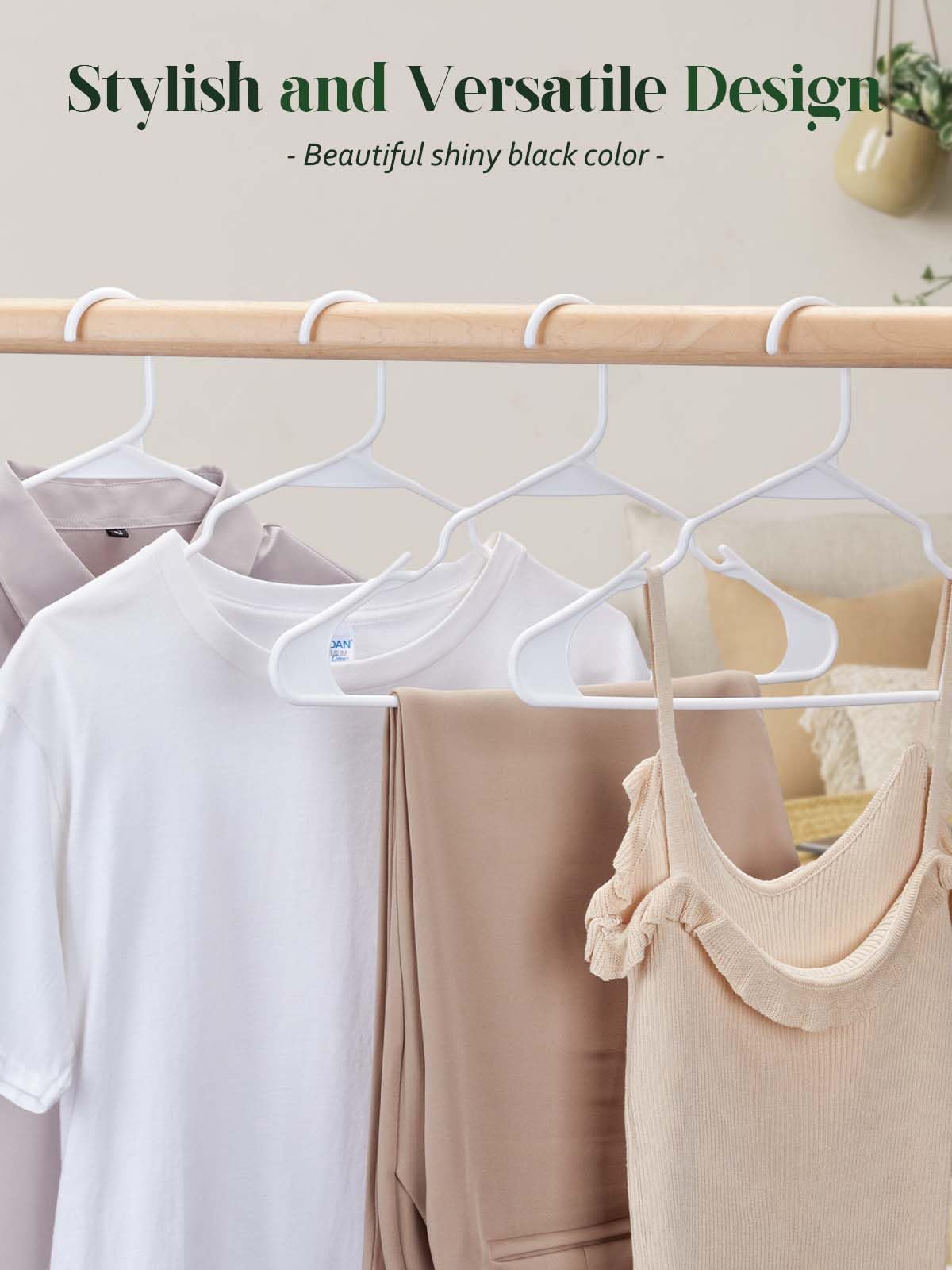 Cozymood Plastic Notched Hangers 20 Pack, Space Saving Tubular Clothes Hangers White, Slim Non-Slip Heavy Duty Plastic Hangers for Everyday Use, Standard Closet Hanger for Shirts, Coats, Dress, Skirts