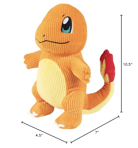 Pokemon 8" Charmander Corduroy Fabric Plush - Limited Edition - Officially Licensed - Authentic Soft Stuffed Animal Toy Figure - Gift for Kids, Boys, Girls - 2+