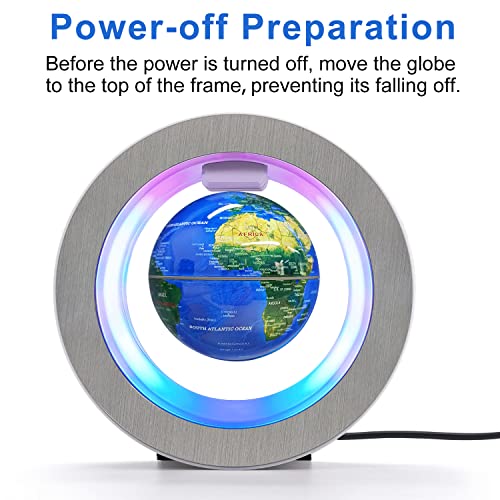 Flagest Magnetic Levitation Floating Globe - Levitating O Shape Globe with LED Lights for Educational Home Office Desk Decor - Birthday Holiday Party Christmas Gift (4Inches Globe)