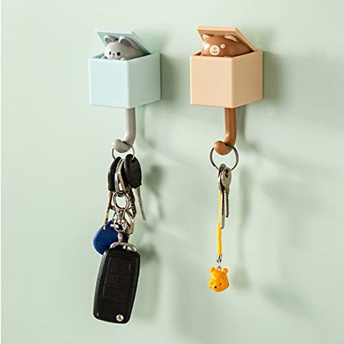 Firlar 4PCS Creative Adhesive Wall Hook Key Holder, Cute Pet Hooks, Strong Viscose Punch Free Hooks, Coat Hooks Utility Hooks for Bathroom/Bedroom/Kitchen Hanging Keys, Towel, Bag