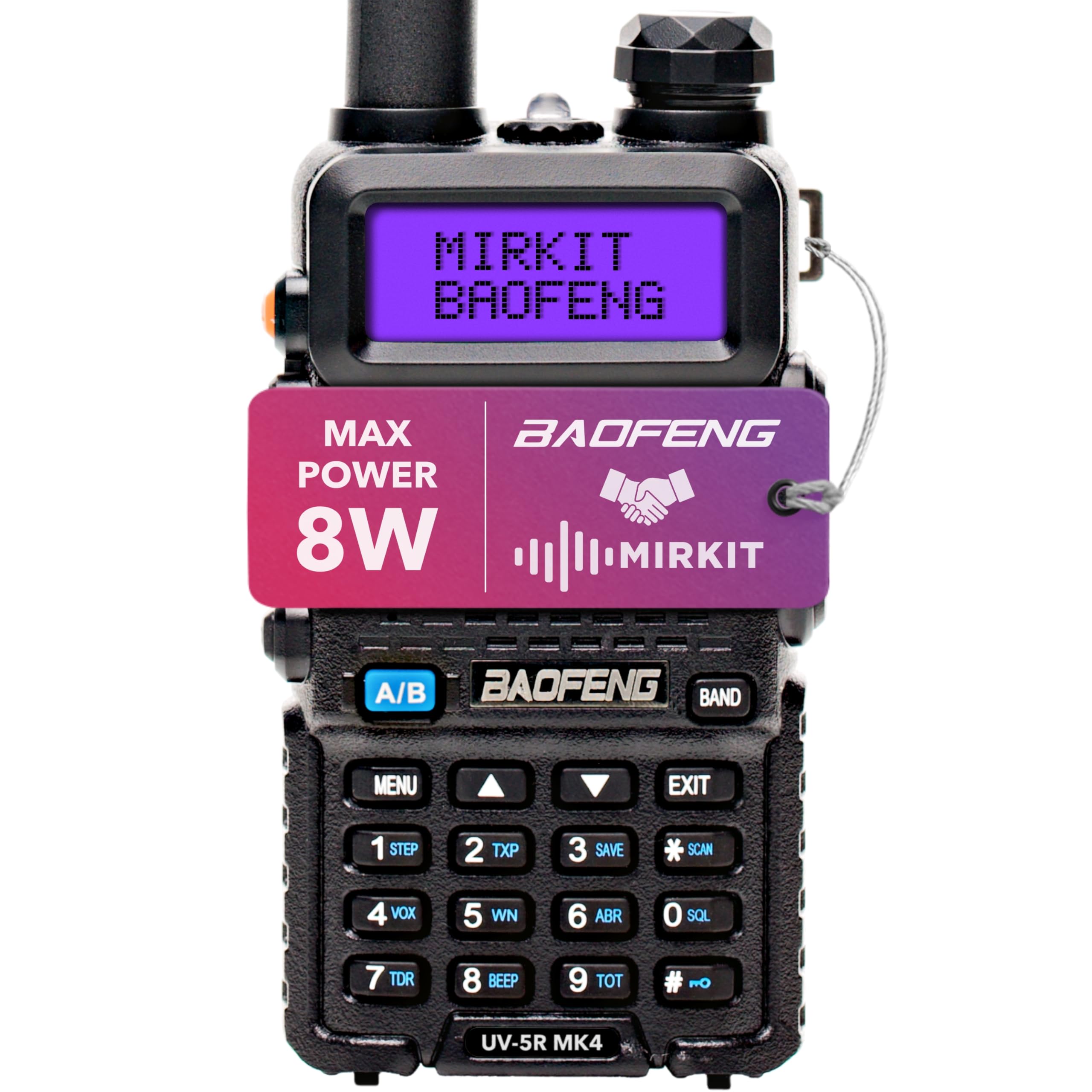 BAOFENG UV-5R MK4 MIRKIT 8W Max Power 2024 Ham Radio VHF/UHF 144-148/420-450 mhz Two Way Radio with 1800 mAh Baofeng Battery, Mirkit Lanyard Ham Radio & Software for walkie talkie