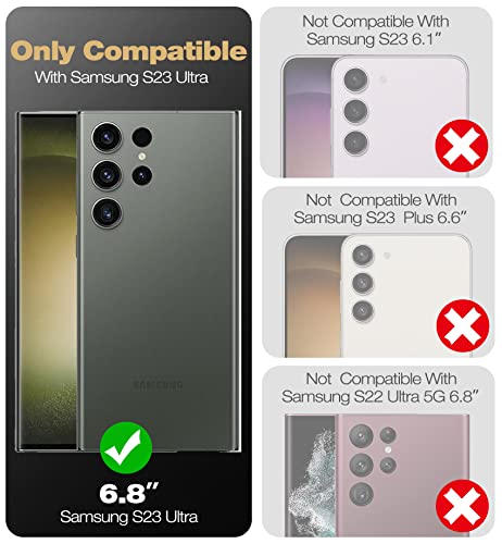 Dexnor Full Body Case for Samsung Galaxy S23 Ultra 5G/6.8 inches, Extra Front Frame Heavy Duty Military Grade Protection Built-in Screen Protector and Kickstand, Black