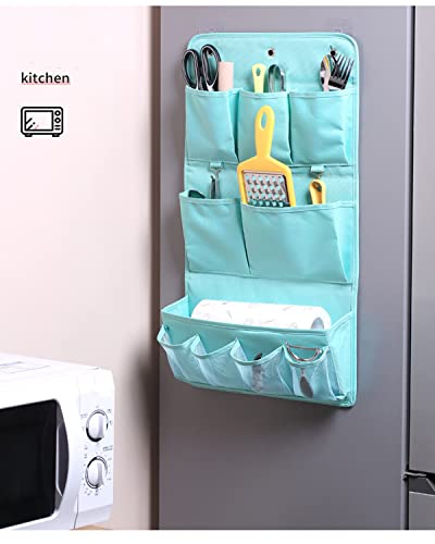 Lerkumey Over Door Hanging Organizer Hanging Storage Bags with 10 Pockets | Multifunctional Storage Bags Organizer with 3Pcs Adhesive Wall Hooks for Wall /Bedroom /Bathroom /Door /Closet (Blue)